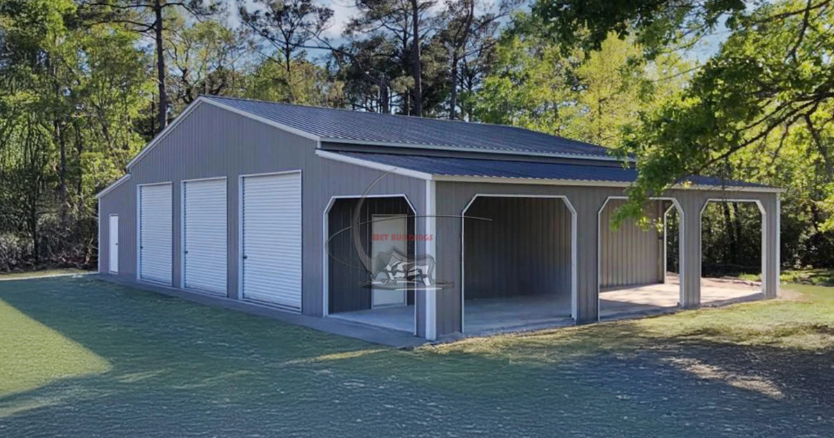 40x40 Metal Building with Dual Lean-Tos – Versatile, Durable ...